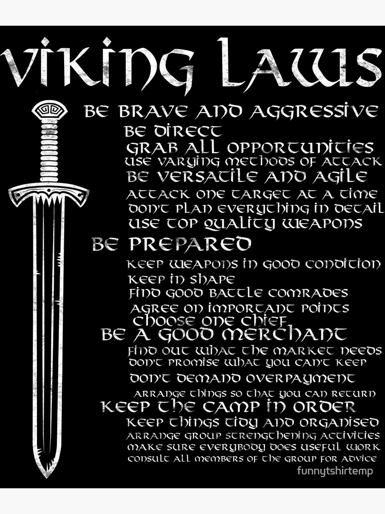 Viking Laws Scandinavian Warriors Sword Distressed Premium Matte ...