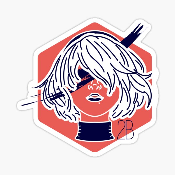 "Nier Automata - 2b - For Dark Shirts" Sticker by ConsumeDesign | Redbubble