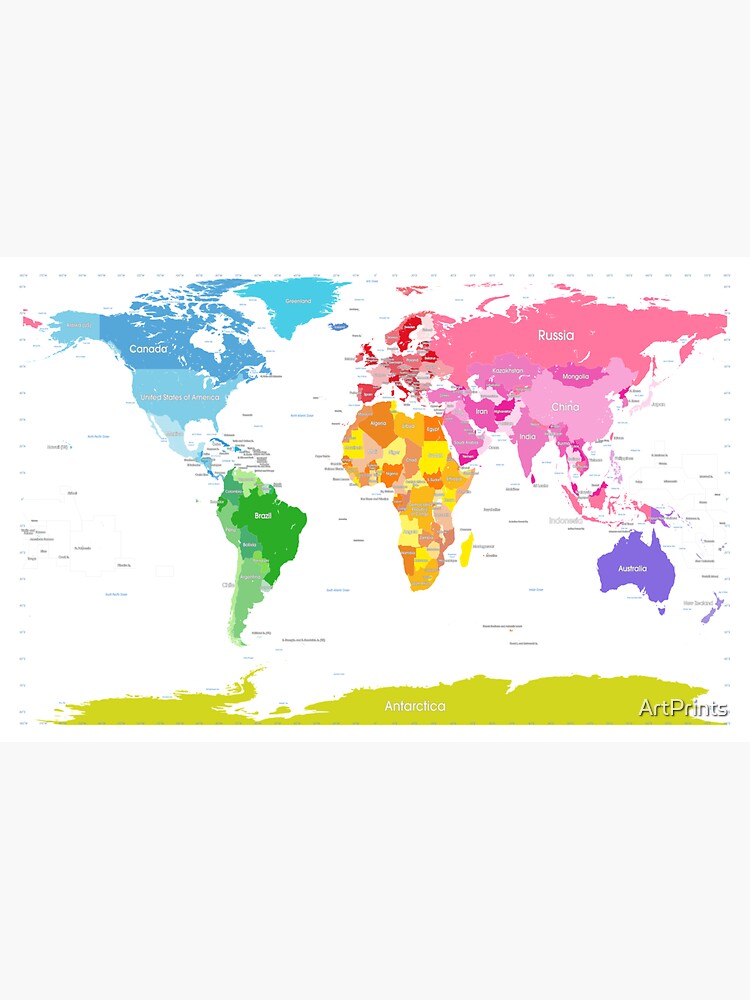 "Continents World Map" Sticker for Sale by MICHAEL TOMPSETT | Redbubble