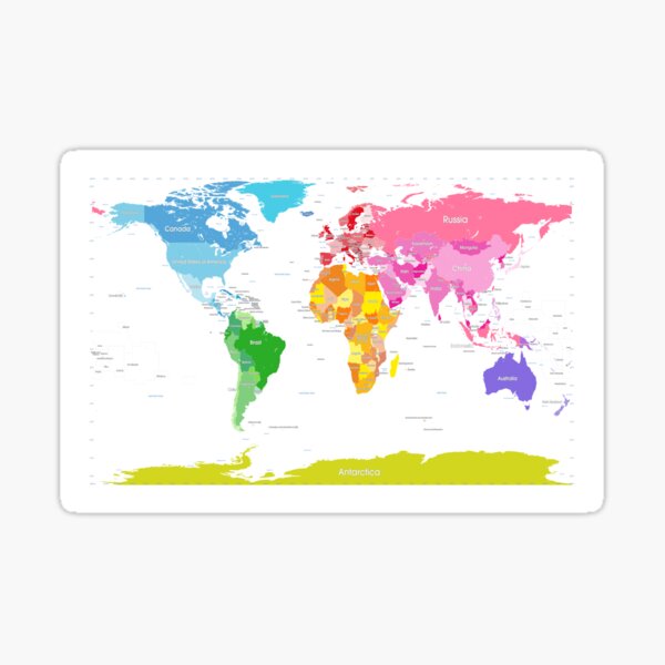 "Continents World Map" Sticker for Sale by MICHAEL TOMPSETT | Redbubble