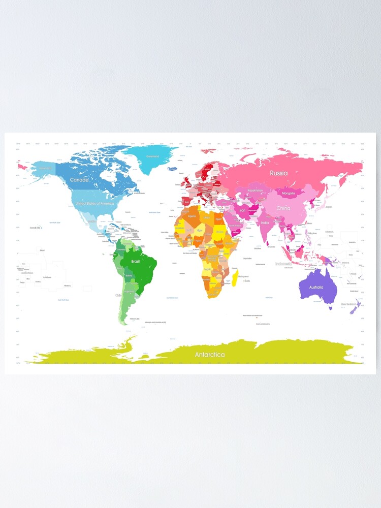 "Continents World Map" Poster for Sale by MICHAEL TOMPSETT | Redbubble