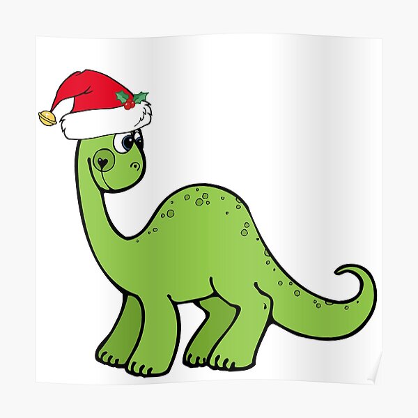 "Cute Christmas Dinosaur in Santa Hat" Poster for Sale by elishamarie28 ...