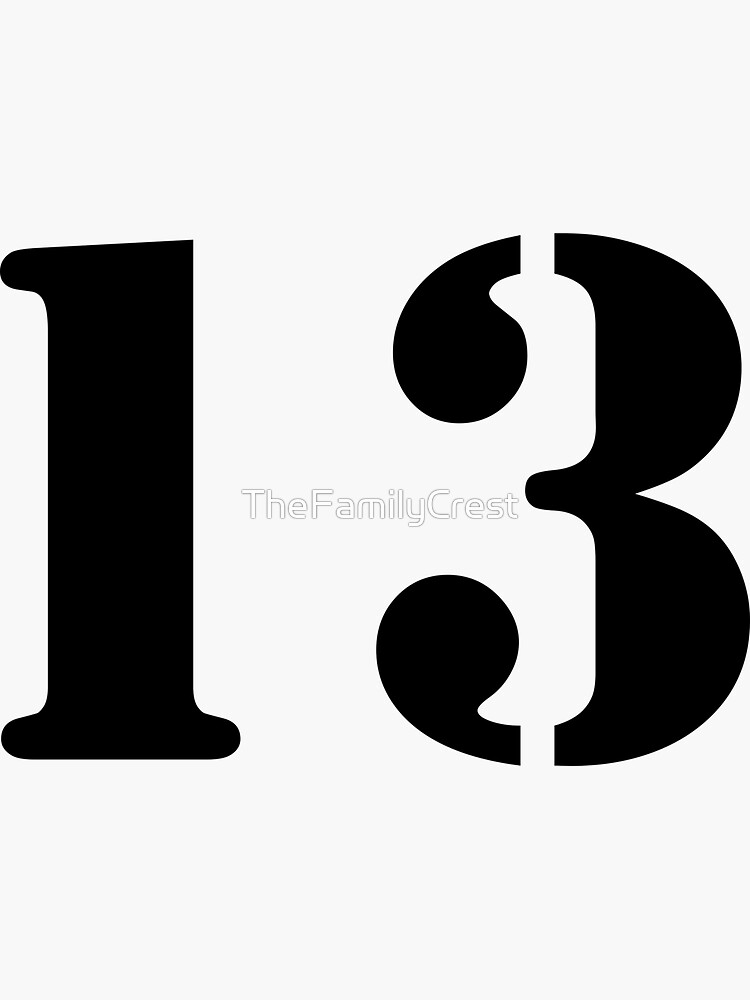 "Number 13 - Simple Text" Sticker for Sale by TheFamilyCrest | Redbubble