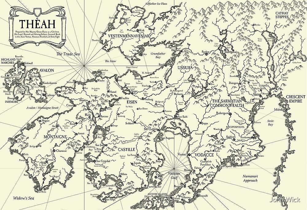 "Map of Theah" by John Wick | Redbubble