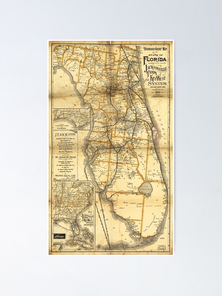 "Map of Florida (1891)" Poster by allhistory | Redbubble