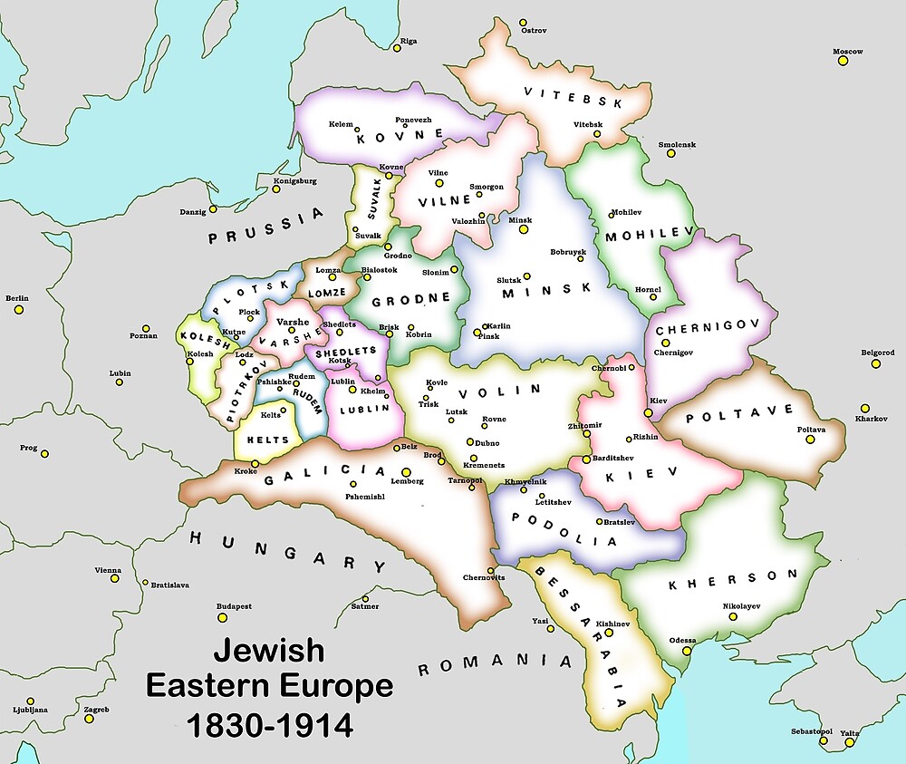 "Map: Jewish Eastern Europe 1830-1914" by UncleShlomo | Redbubble