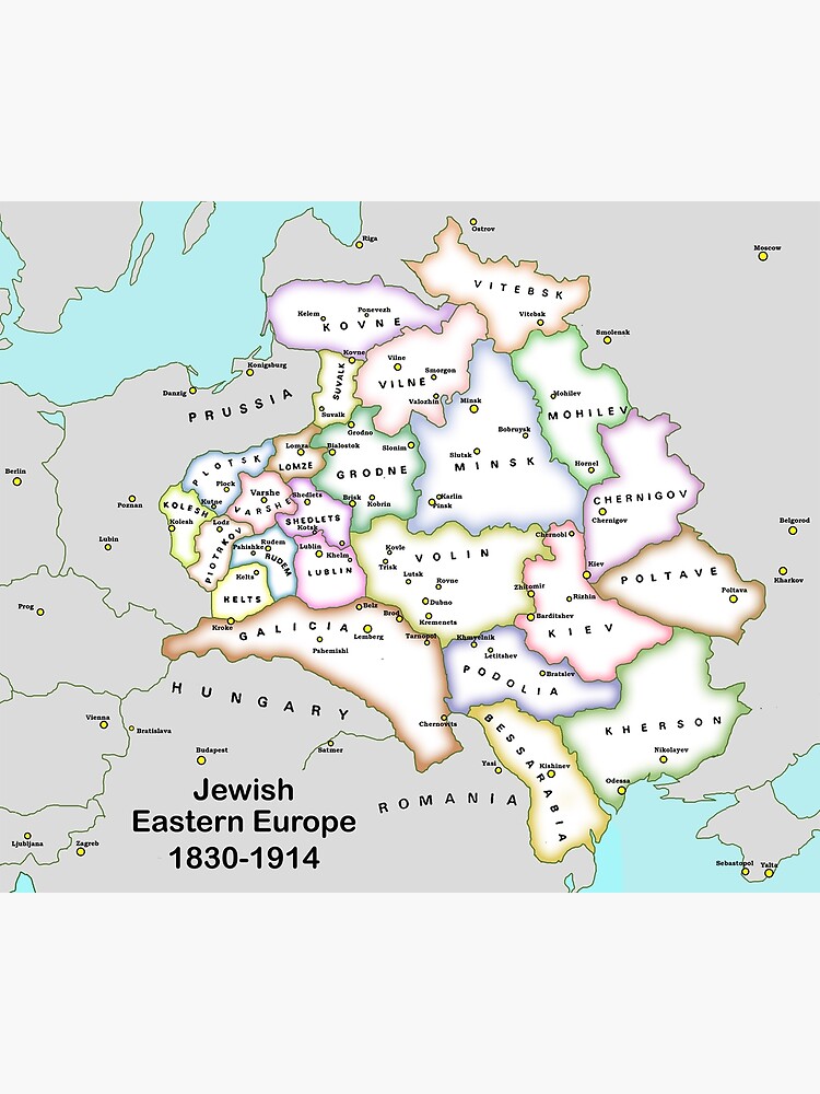 "Map: Jewish Eastern Europe 1830-1914" Poster by UncleShlomo | Redbubble