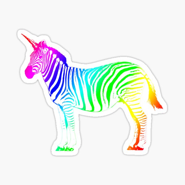 "Zebra unicorn rainbow spell magic fairytale" Sticker by Helen-Storm ...