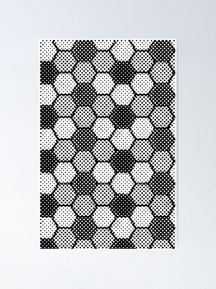 "BLACK AND WHITE AND GREY HEXAGON PIXEL ART FOR CLOTHING AND HOME DECOR ...