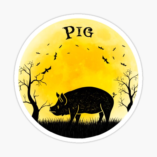 "Pig Halloween Vintage Retro Moon" Sticker for Sale by cgocgy | Redbubble