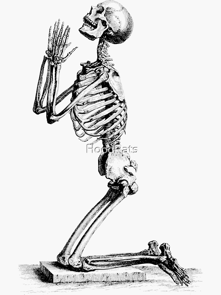 "Praying Skeleton" Sticker for Sale by HoodRats | Redbubble