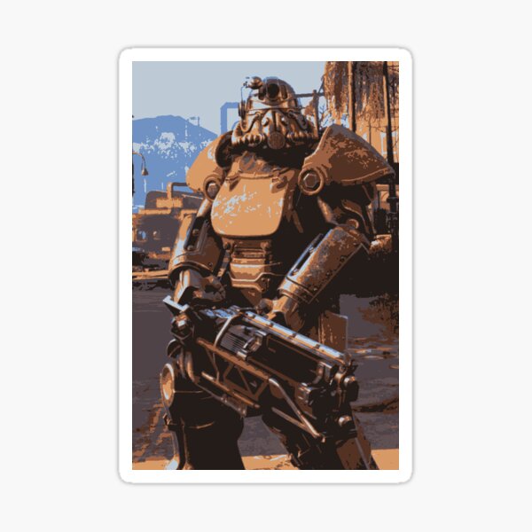 "Fallout Power Armor Cartoon Fan Art " Sticker by DigiArtyst | Redbubble