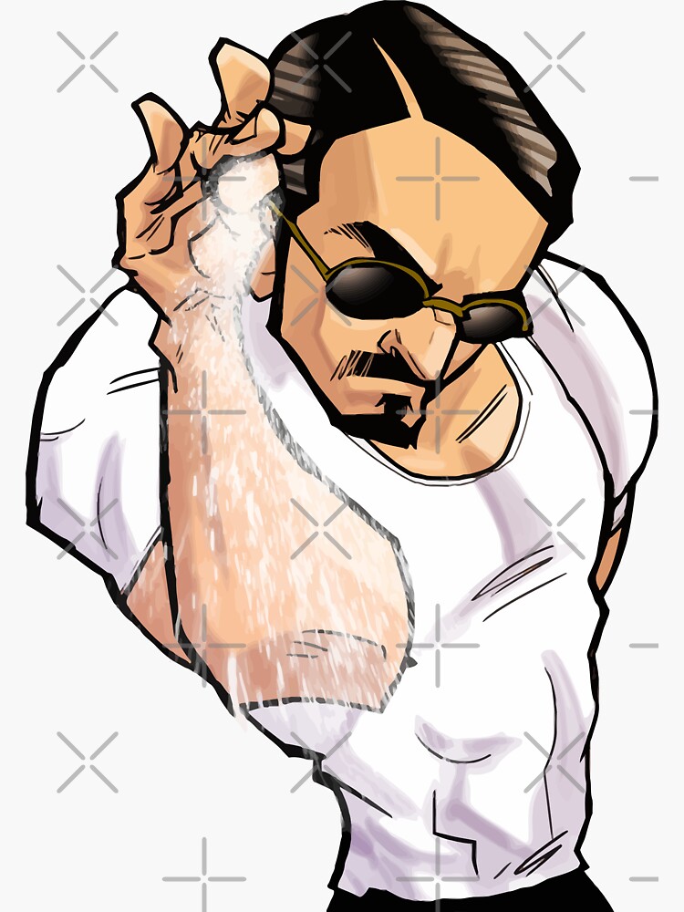 "Salt Bae Meme Shirt" Sticker by JFuentez | Redbubble