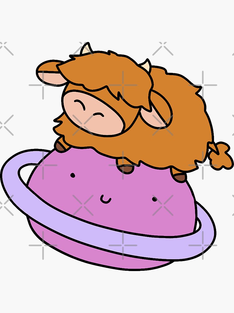"Saturn Highland Cow " Sticker for Sale by SaradaBoru | Redbubble