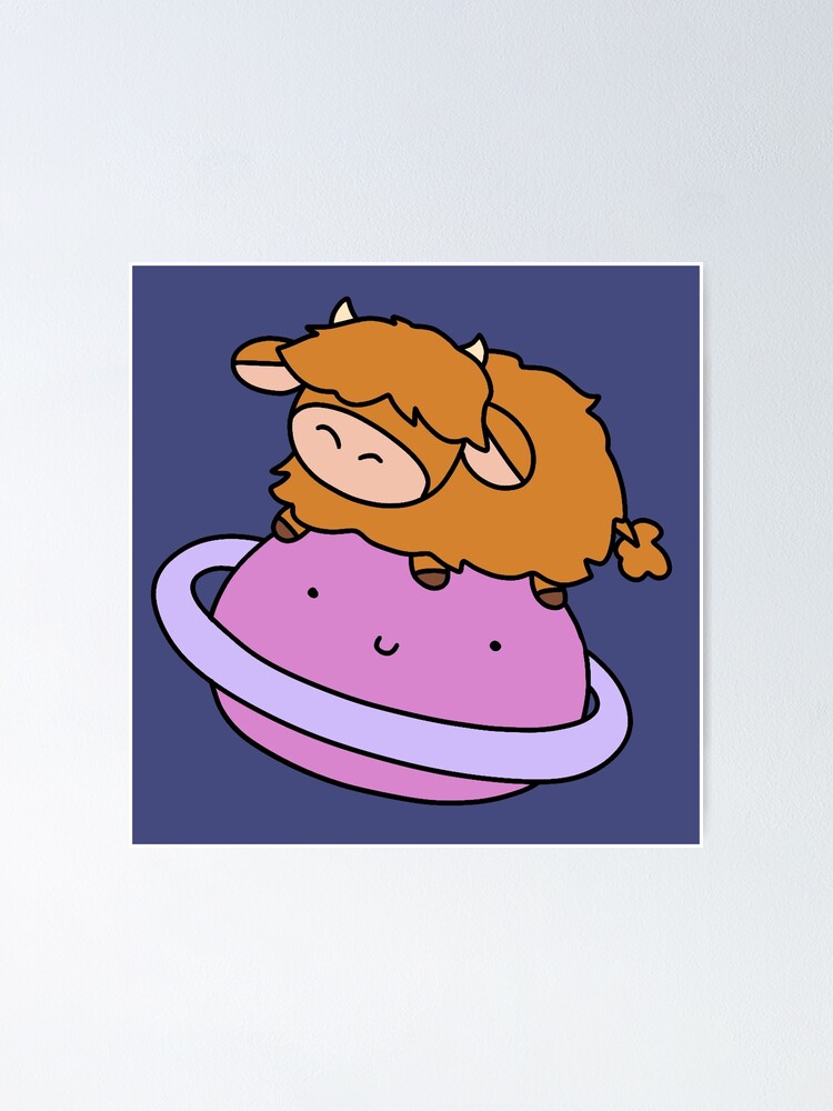 "Saturn Highland Cow " Poster for Sale by SaradaBoru | Redbubble
