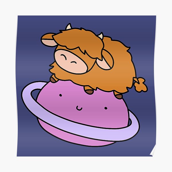 "Saturn Highland Cow " Poster for Sale by SaradaBoru | Redbubble