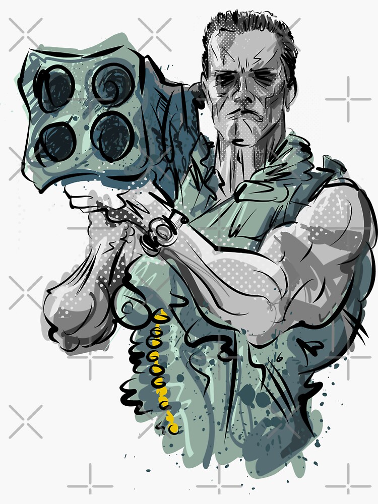 "Arnie Commando" Sticker for Sale by danpritchard | Redbubble