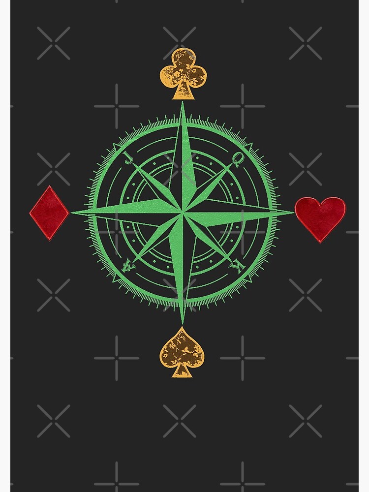 "Compass and All Playing Card Symbols,Hearths,Diamonds, Clubs, Spades ...