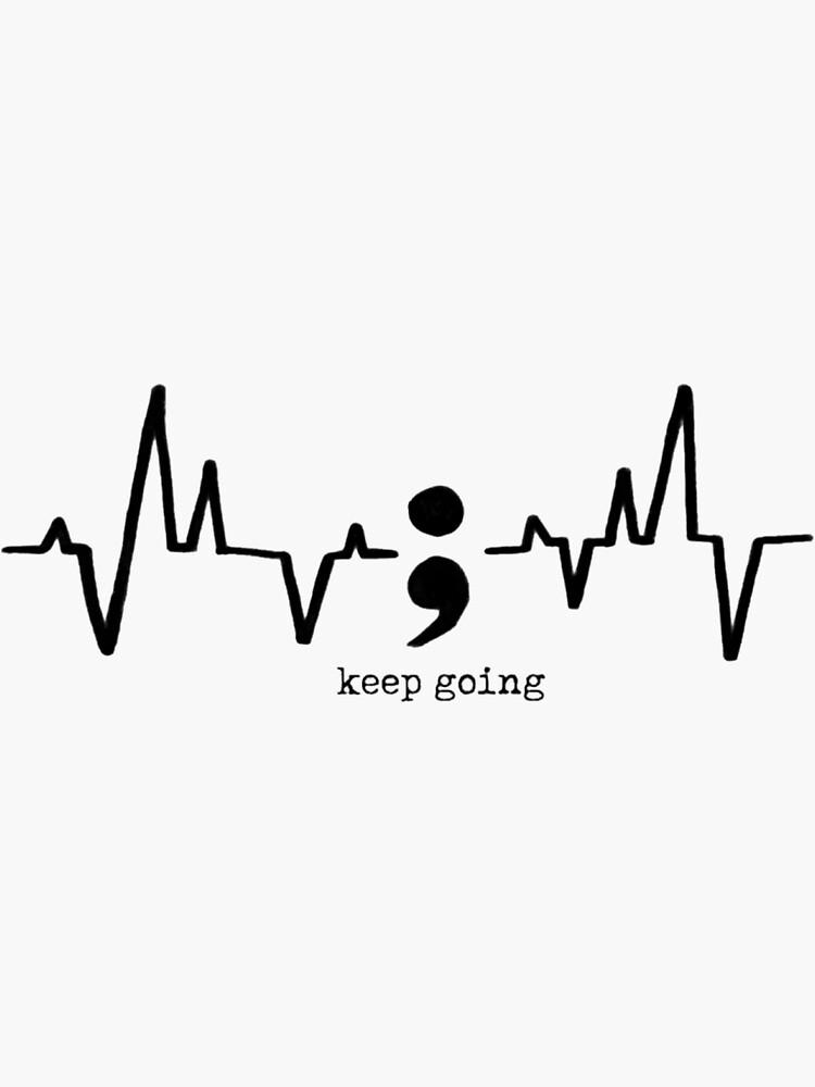 "Semi Colon Heartbeat" Sticker for Sale by KaitlynnCR | Redbubble