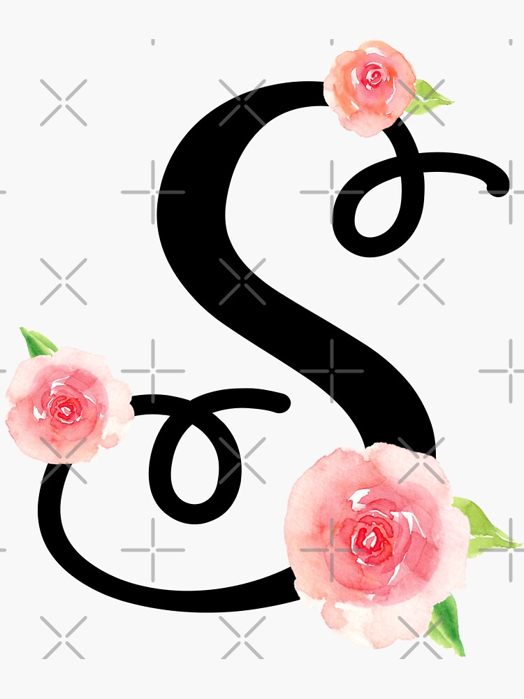 "Monogram S with pretty pink roses" Sticker for Sale by ApricotBlossom ...