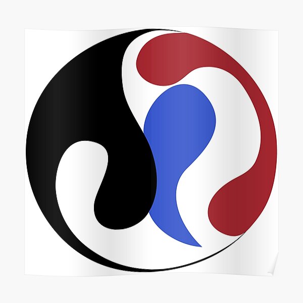 "Non-standard Inyan sign. A balance symbol with black, red and blue ...