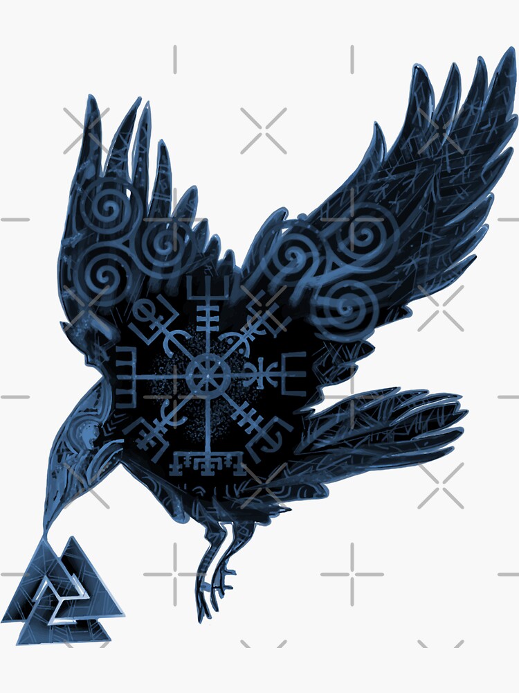 "Raven Rune Magic Symbols - Blue" Sticker for Sale by Desha001 | Redbubble
