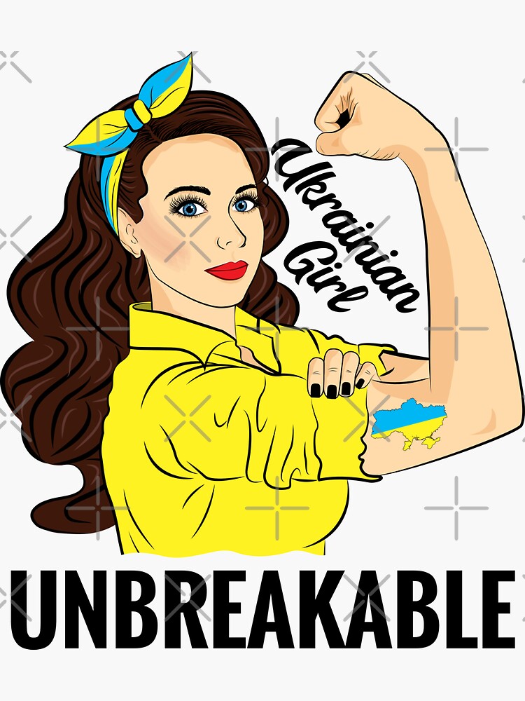 Ukrainian Women Girl Unbreakable Ukraine Flag Sticker For Sale By