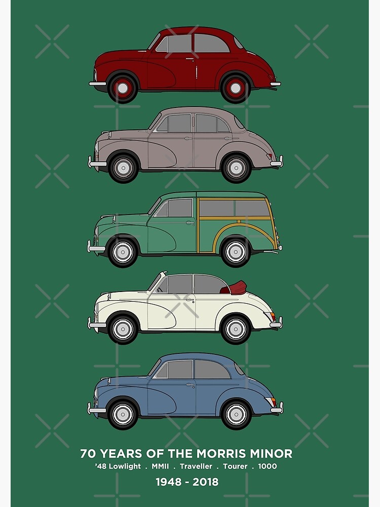 "Morris Minor 70th Anniversary Classic Car Collection Artwork" Poster ...