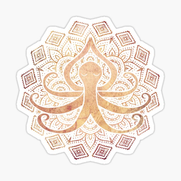 "Golden Zen Octopus Meditating" Sticker for Sale by jitterfly | Redbubble