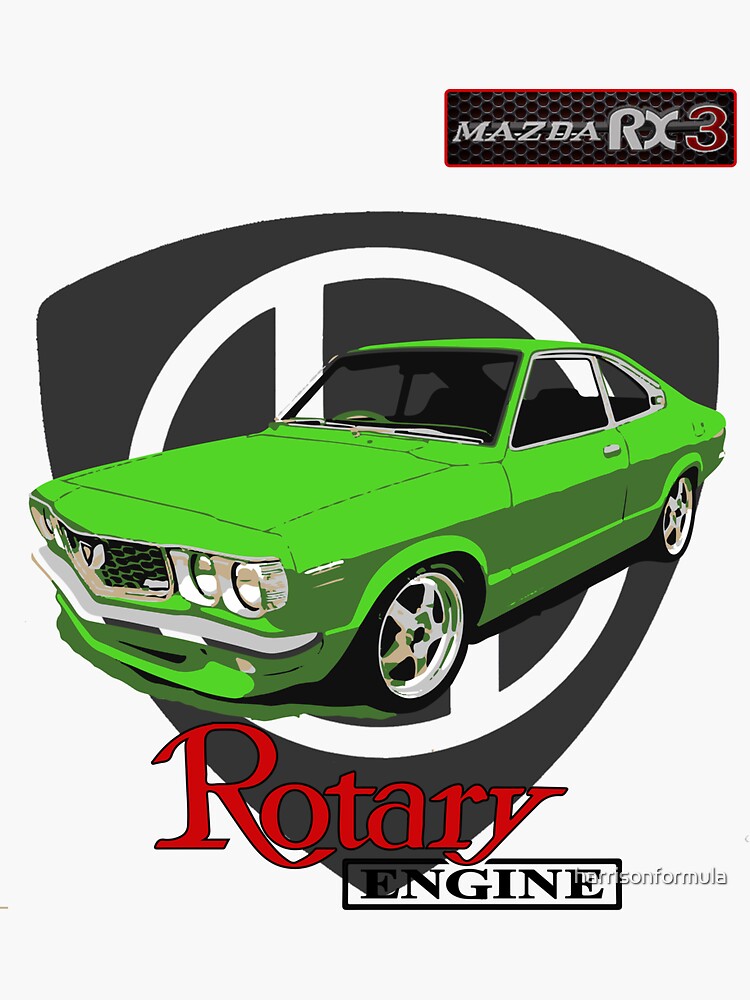 "Mazda RX3 Rotary Lime" Sticker for Sale by harrisonformula | Redbubble