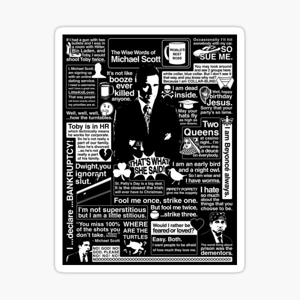 "The Wise Words of Michael Scott" Sticker by huckblade | Redbubble