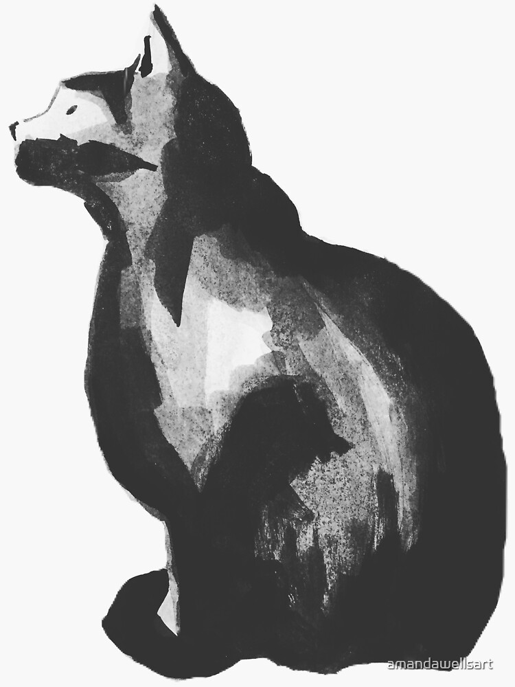 "Curious Cat" Sticker by amandawellsart | Redbubble