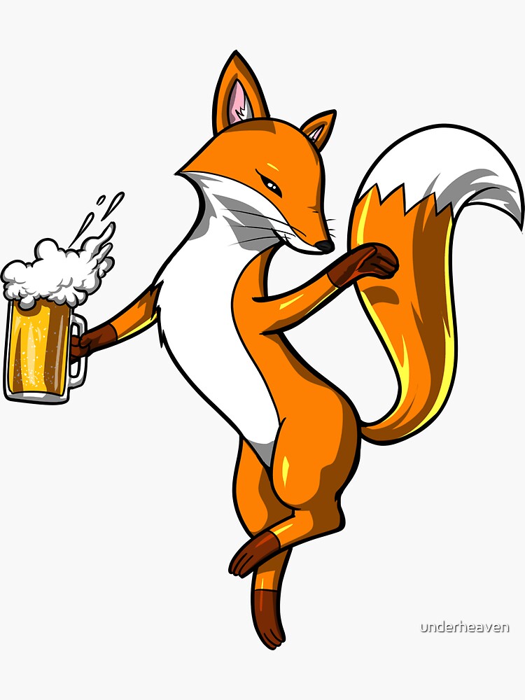 "Fox Drinking Beer" Sticker for Sale by Nikolay Todorov | Redbubble