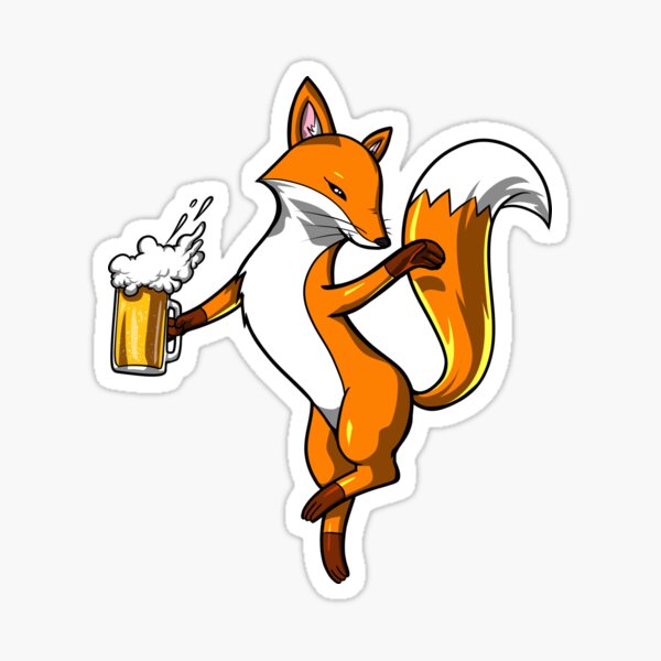 "Fox Drinking Beer" Sticker for Sale by Nikolay Todorov | Redbubble