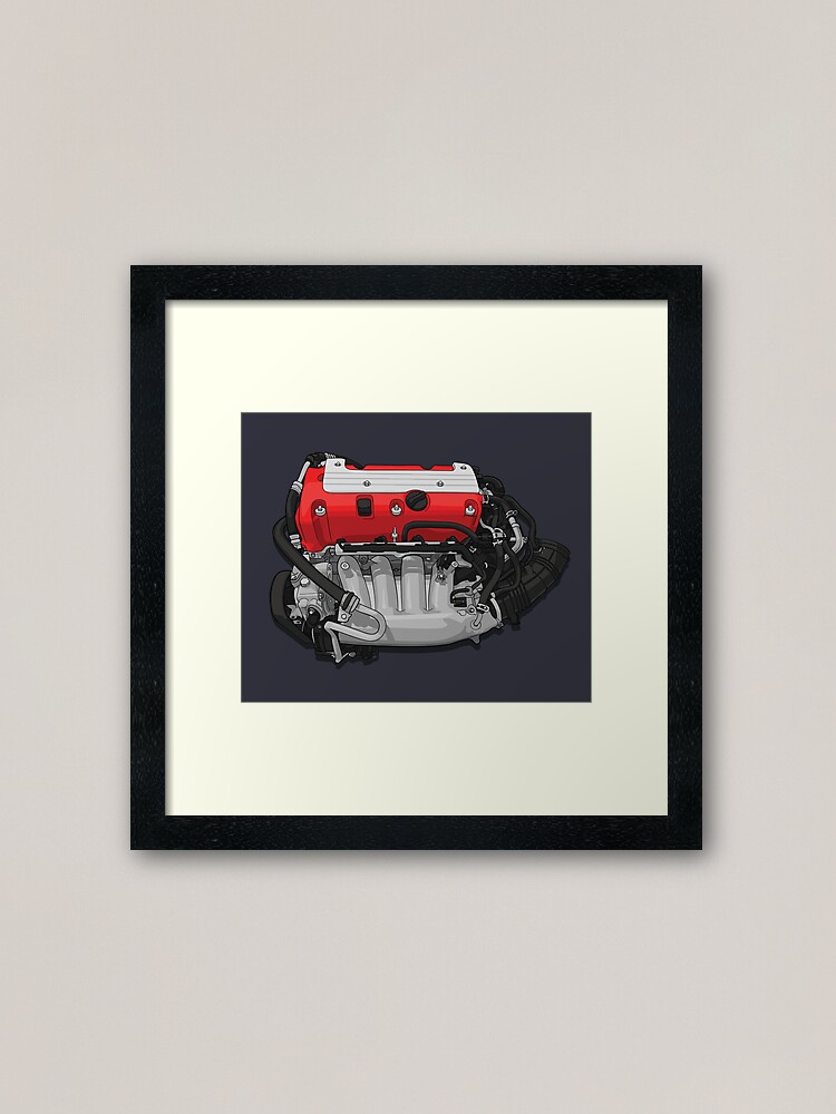 "K20 engine sticker" Framed Art Print by ArtyMotive | Redbubble