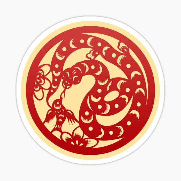 "Chinese Zodiac Snake in Red" Sticker for Sale by Takeda-art | Redbubble