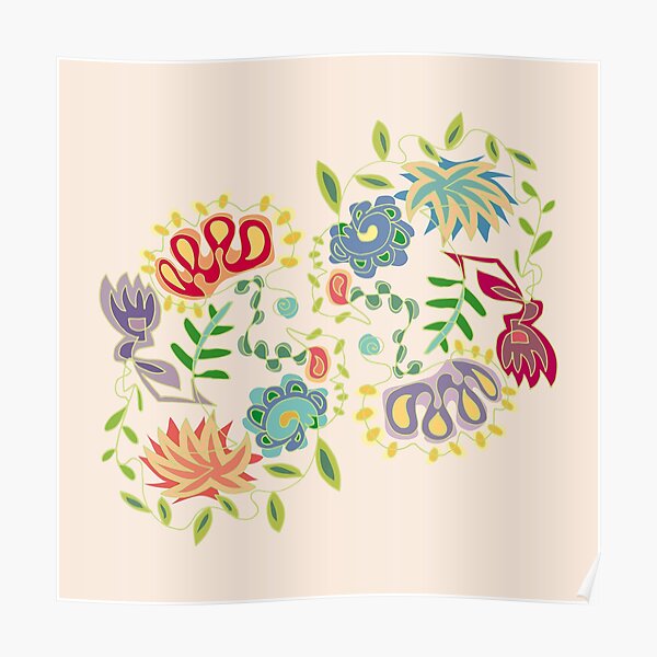 "Embroidered floral - beige" Poster by tktinted | Redbubble