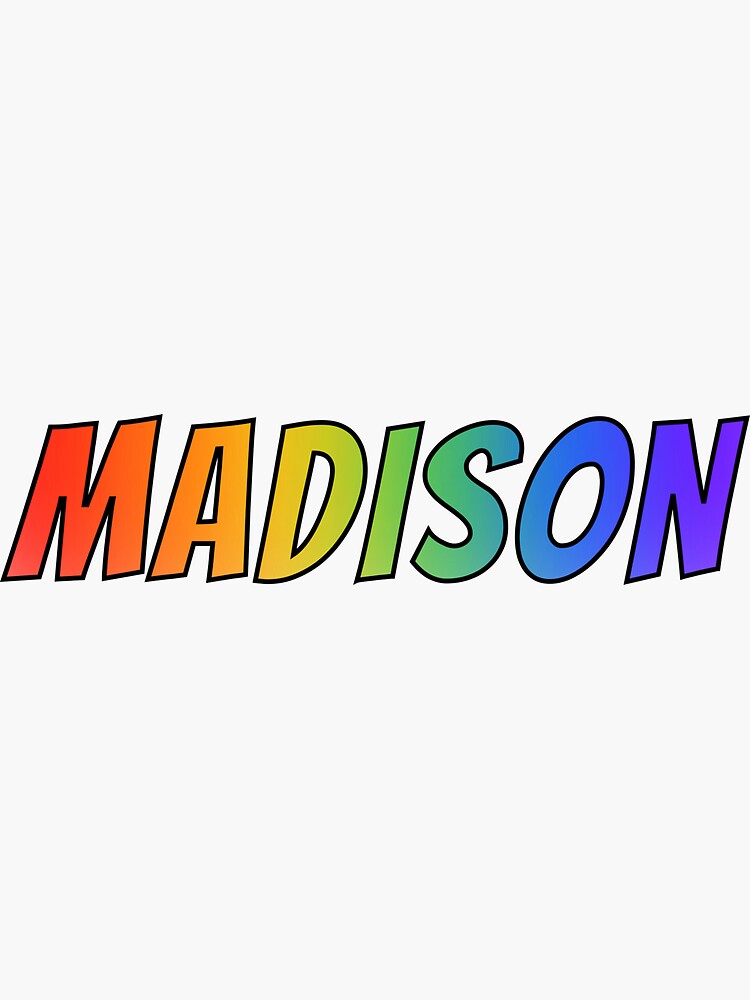 ""MADISON" First Name Rainbow Gradient Pattern" Sticker by aponx ...