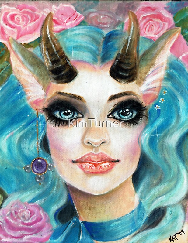 "Blue Haired Goat Girl" by KimTurner | Redbubble