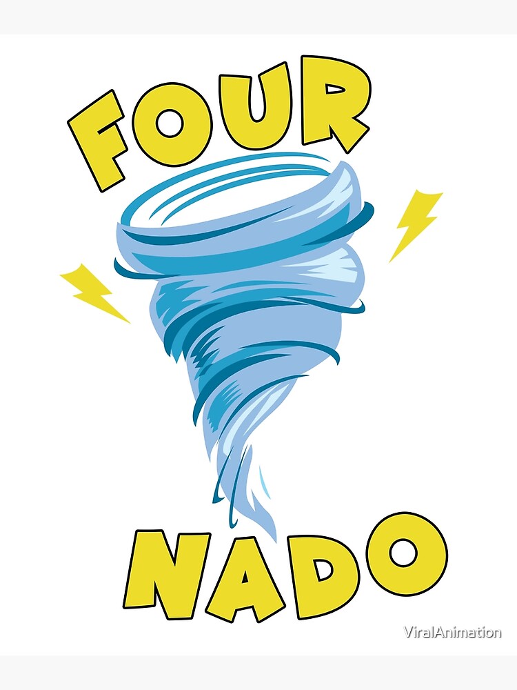 "Fournado 4 Year Old kids Birthday T-shirt Gift Fourth Grade" Poster ...