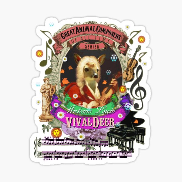 "Cute Antonio Vivaldeer Vivaldi Deer Classical Music Pun" Sticker for ...