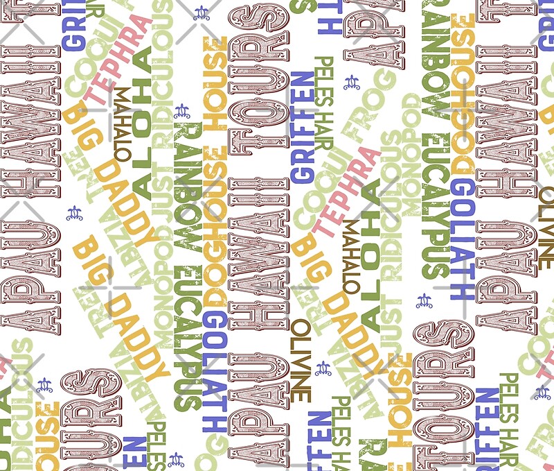 "AHT Word Cloud Repeating Design" by ApauHawaiiTours | Redbubble