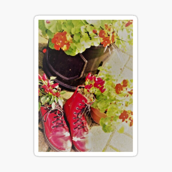 "Red Hot Boots" Sticker for Sale by Muddyfootprints | Redbubble