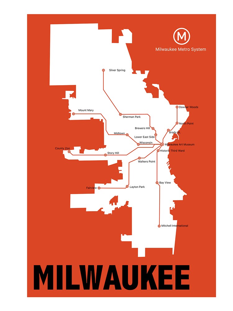 "Milwaukee Metro Map" Sticker for Sale by BoltzmannDesign | Redbubble