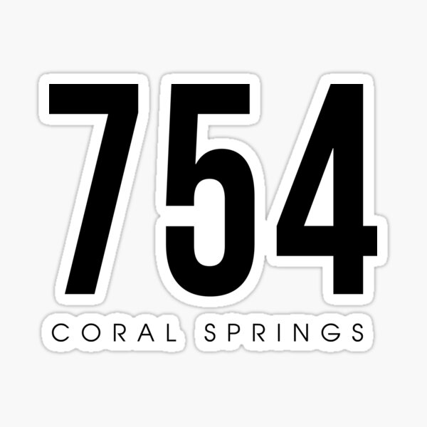 "Coral Springs, FL - 754 Area Code design" Sticker by CartoCreative ...