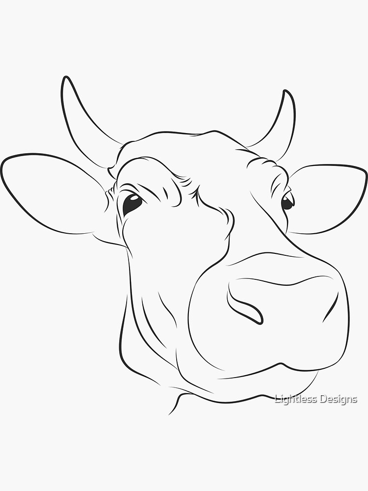 "Line Art Cow " Sticker by PhoenyxVII | Redbubble