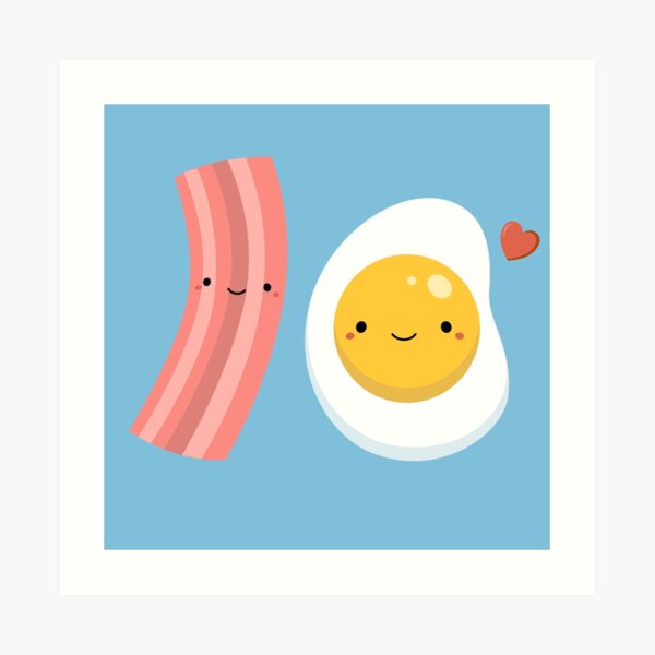 "Cute and Kawaii Eggs and Bacon " Art Print for Sale by happinessinatee ...