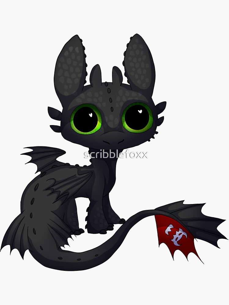 "Toothless the Night Fury" Sticker for Sale by scribblefoxx | Redbubble