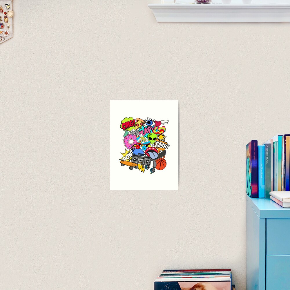 "Cute Kawaii Anime Sticker Bomb" Art Print by DesignedByBell | Redbubble