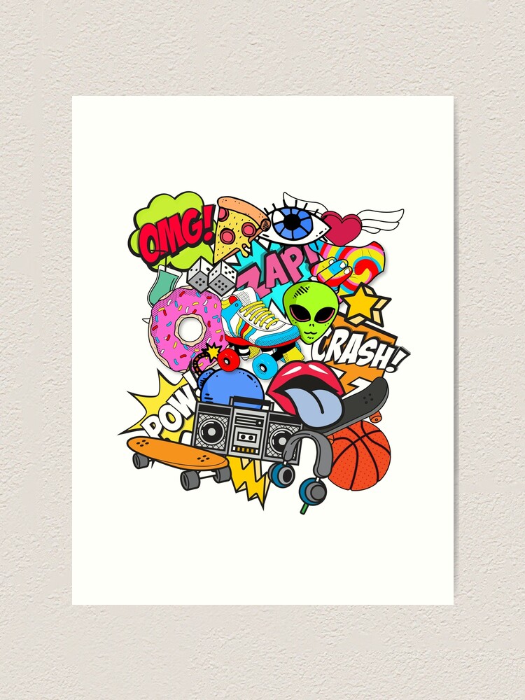 "Cute Kawaii Anime Sticker Bomb" Art Print by DesignedByBell | Redbubble